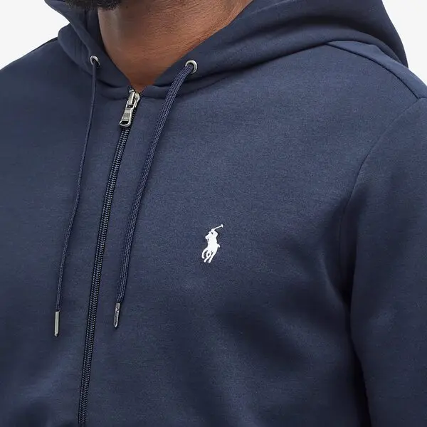 Ralph Lauren Double Knit Tech Zip Hoodie In Aviator Navy - 70% Off